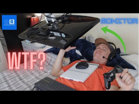 Better than a ceiling mount! Bed gaming setup | HUGE monitor arm - YouTube