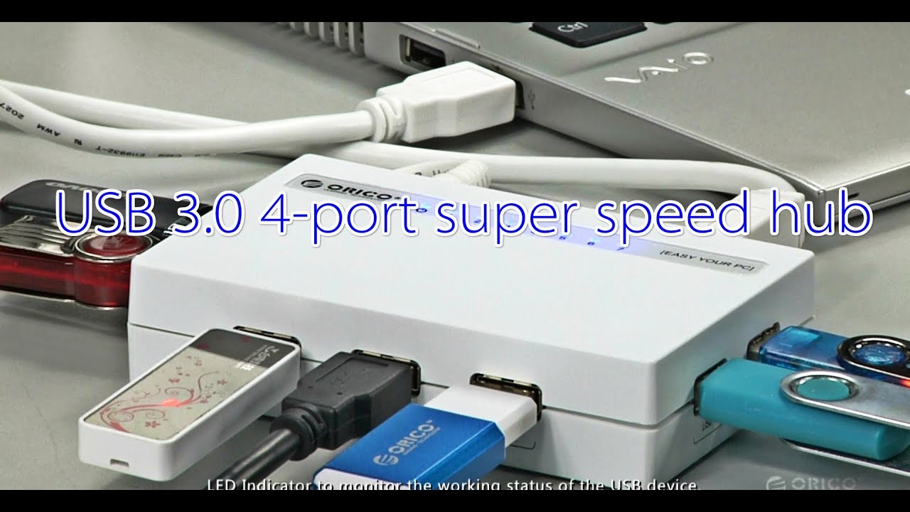 USB 3.0 4 port super speed hub - YouTube