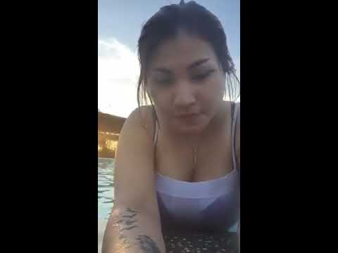Sexy girl swiming in pool