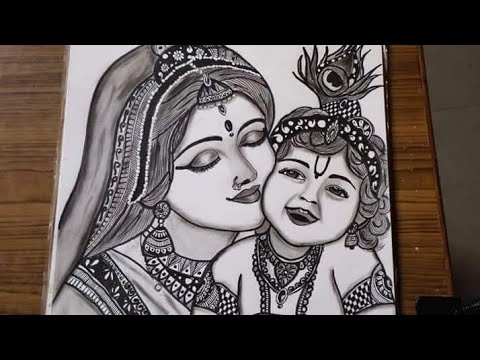 How To Do Draw Yashoda Maiya And Cute Kanhaiya Drawing 🥰🙏 Tutorial ...