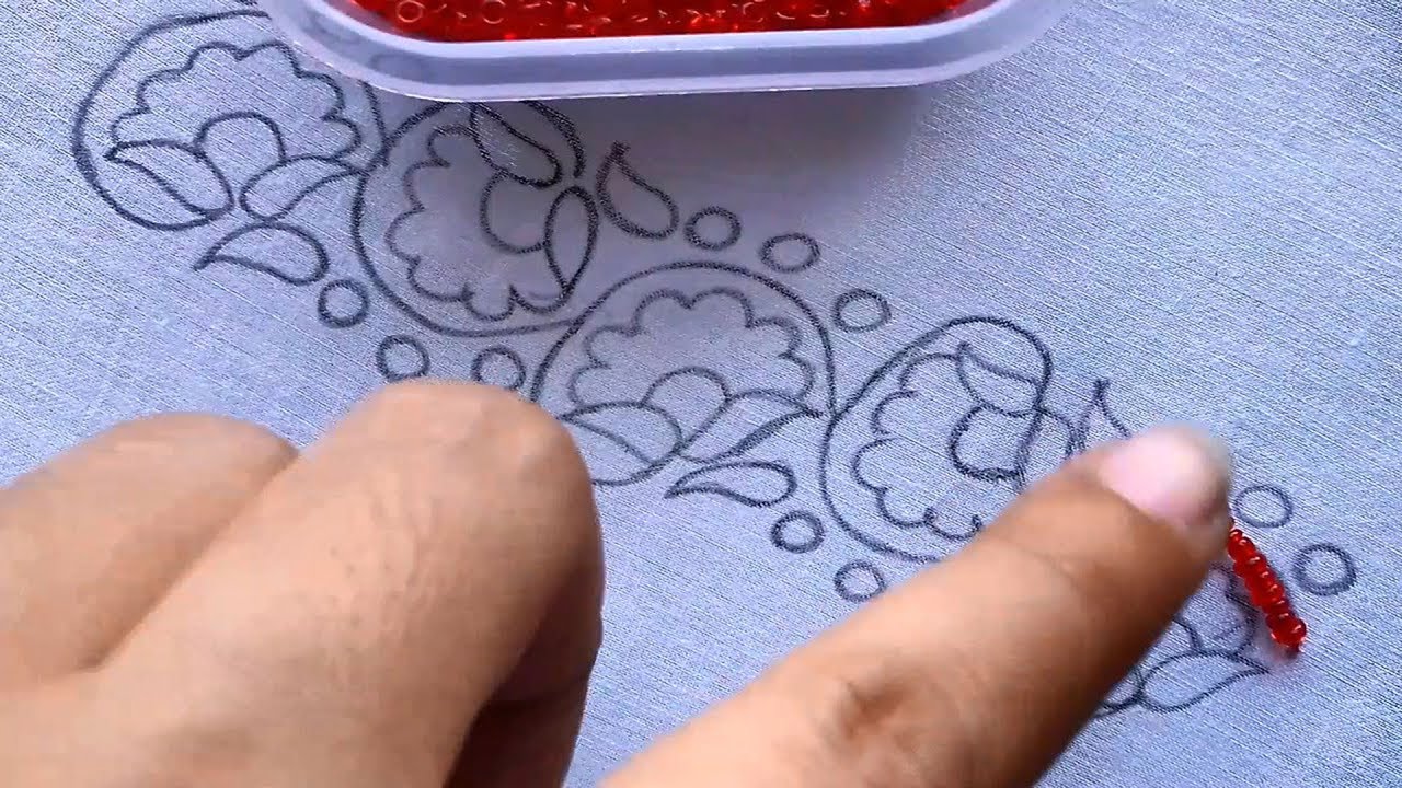 hand embroidery bead border design for dress, beading embroidery hand ...