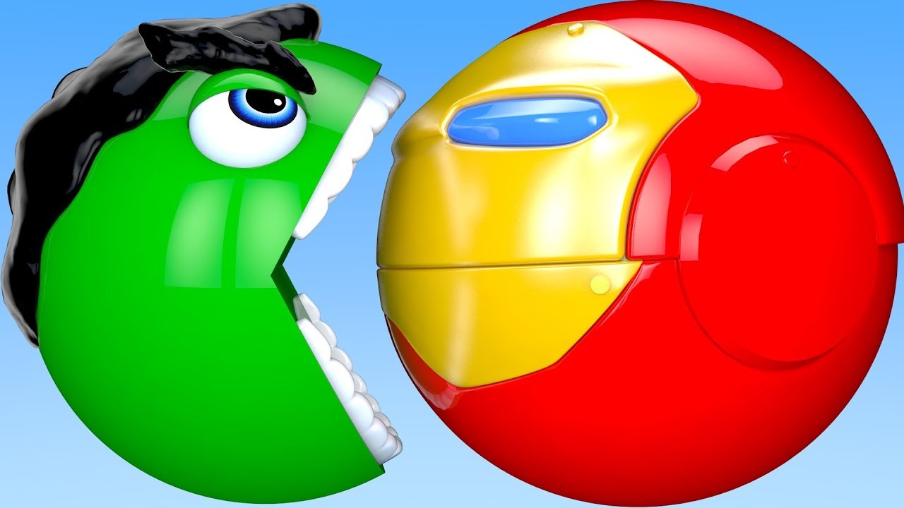 Learn Colors PACMAN and Hulk Iron Man Farm Watermelon Tractor Surprise ...