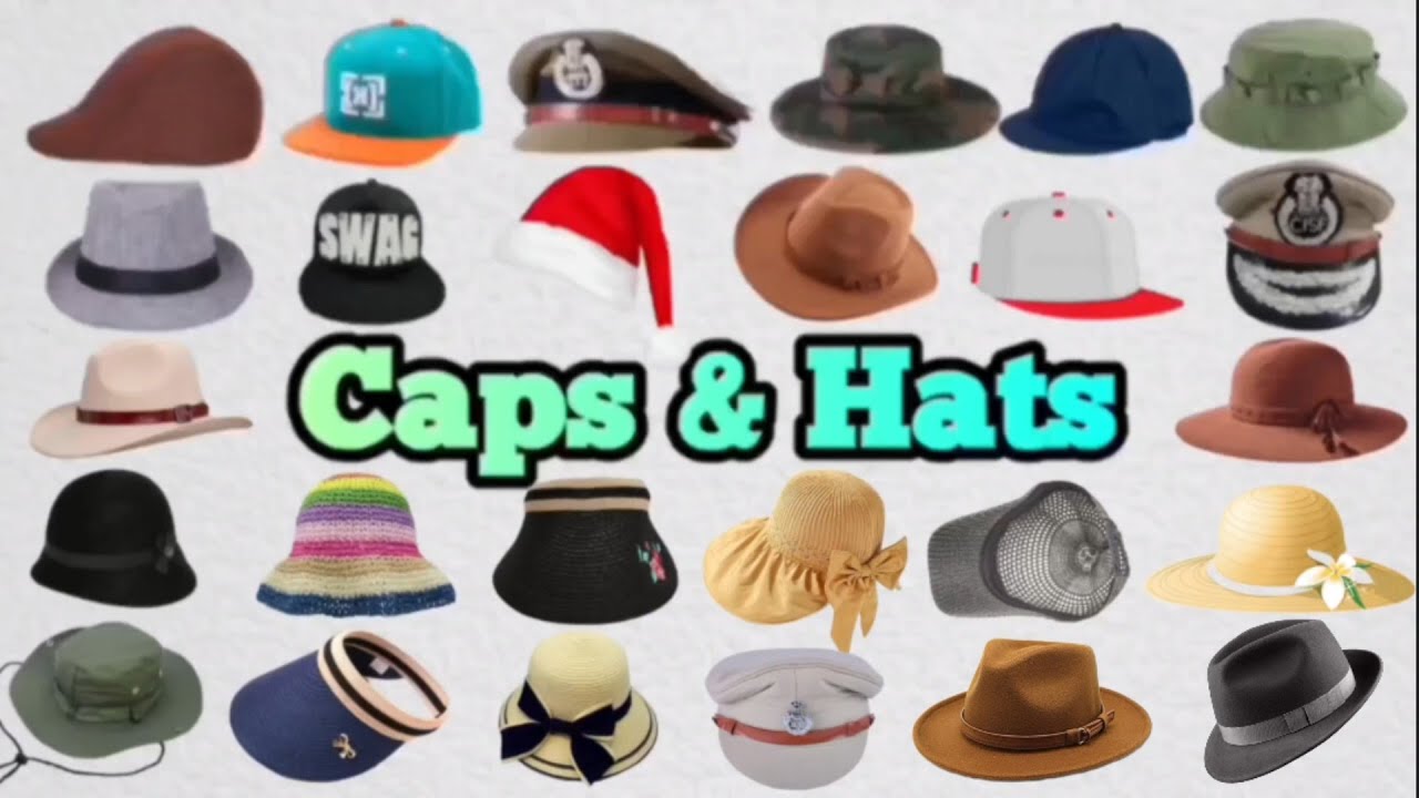 Caps and Hats Name|Hat Names Vocabulary|Learning English vocabulary ...