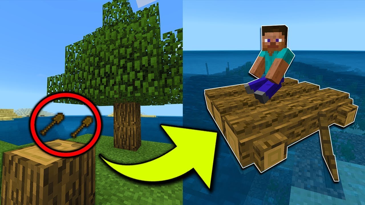How To Make a WOODEN RAFT in Minecraft Pocket Edition - YouTube