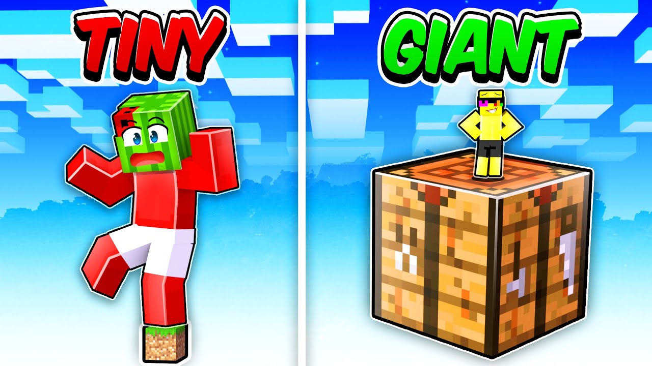 GIANT vs TINY One Block In Minecraft! - YouTube