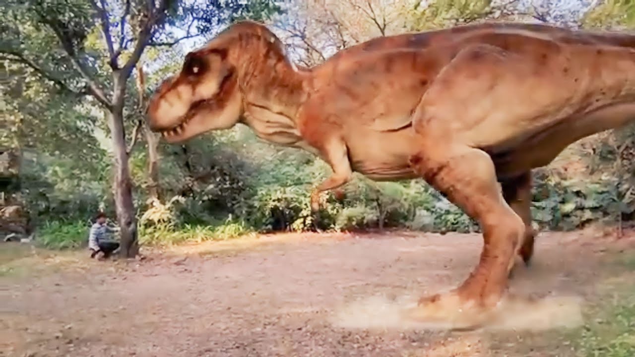 Jurassic world Dinosaur in real Life T-rex Chase - YouTube