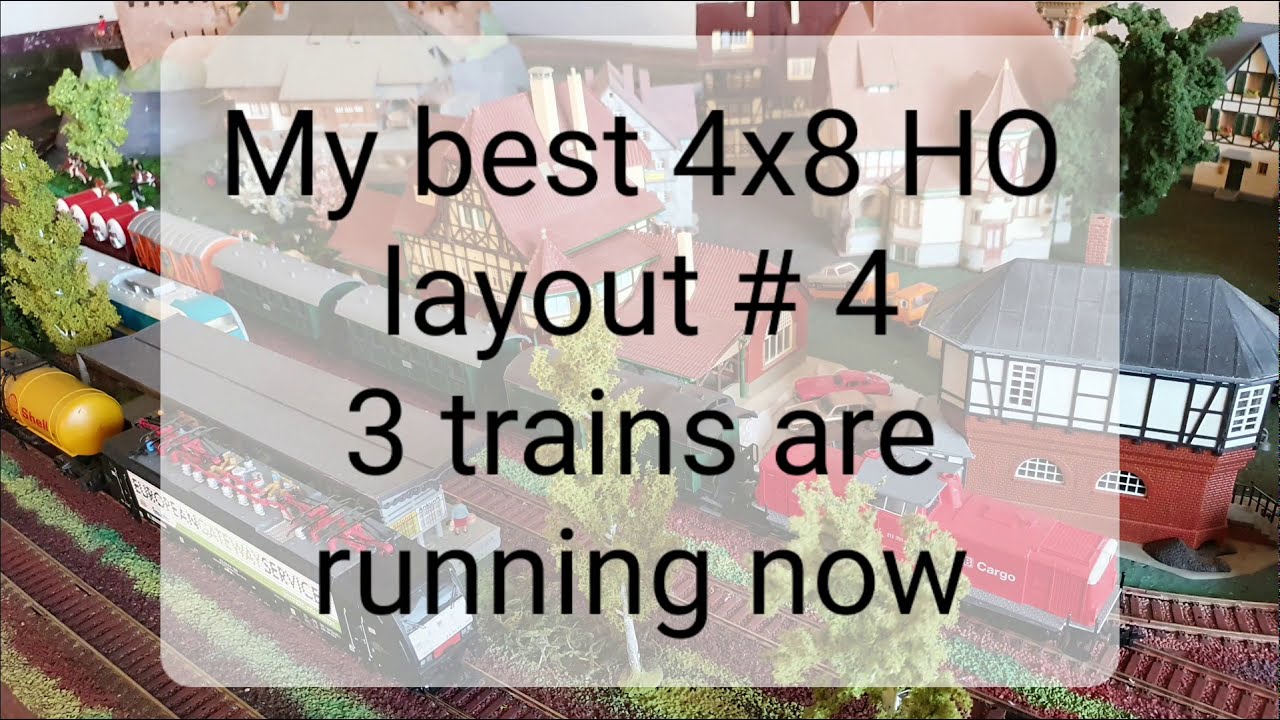 My best 4x8 HO layout - Update # 4 - 3 trains are running now 😀 - YouTube
