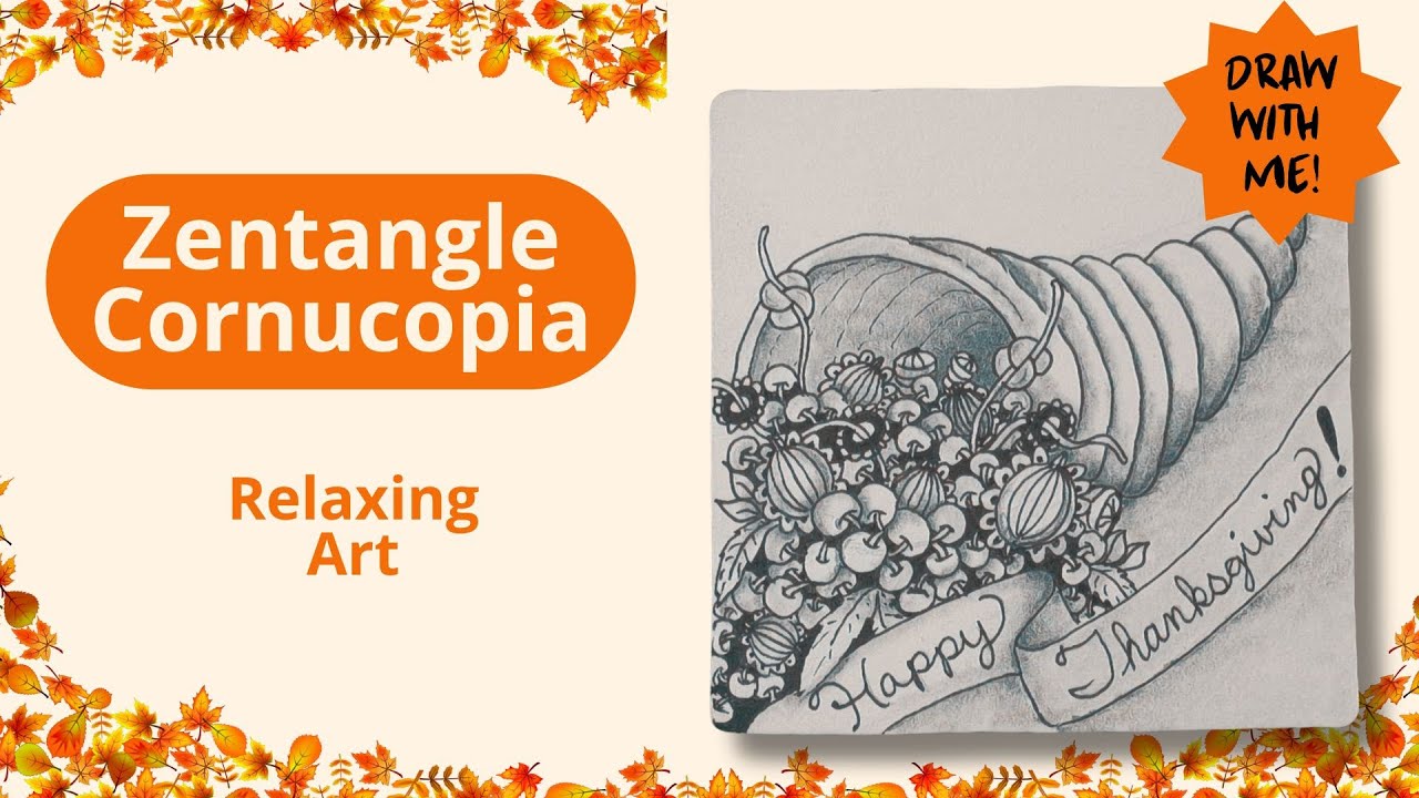 Draw a Zentangle Cornucopia | Relaxing Thanksgiving Tangle - YouTube