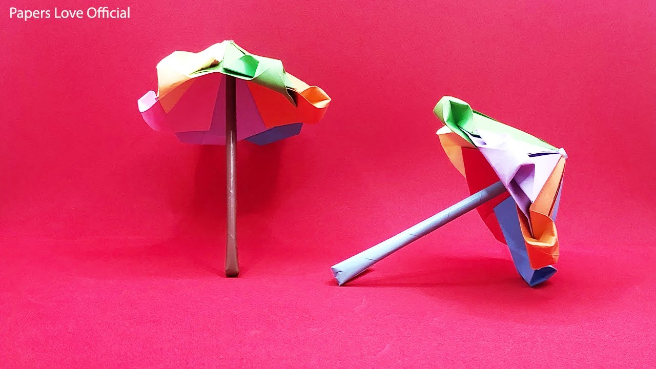 How to make paper umbrella easy tutorial - cute paper umbrella origami ...