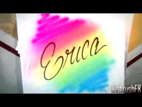 How to Airbrush a basic rainbow design with script lettering - YouTube