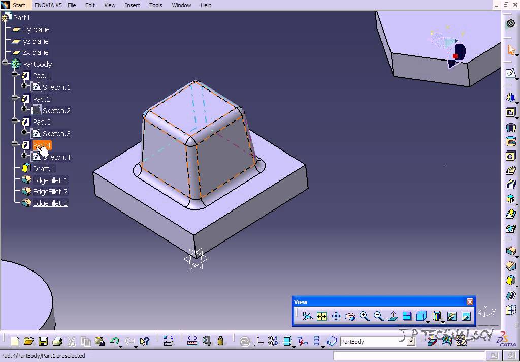 Catia V5 Tutorial-40 Drafted Filleted Pad - YouTube