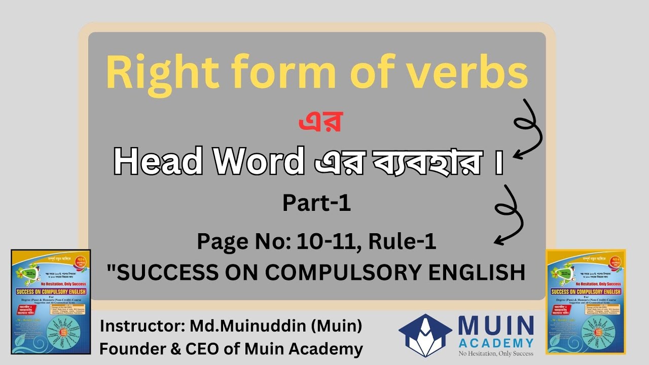 Right Form of Verb এর Head Word এর ব্যবহার / Right Form of Verb Rule ...
