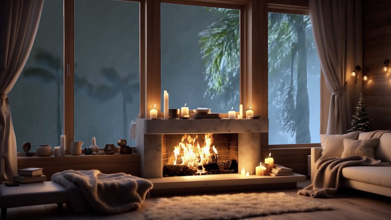 Cozy Cabin Ambience [12 HOURS] Rain & 🔥 Fireplace Sounds at Night for ...