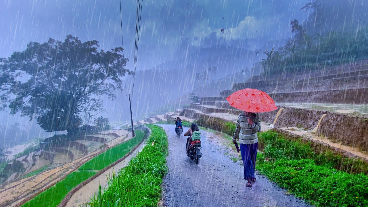 SUPER HEAVY RAIN IN ASIAN HILLS VILLAGE LIFE | TORRENTIAL RAIN AND ...