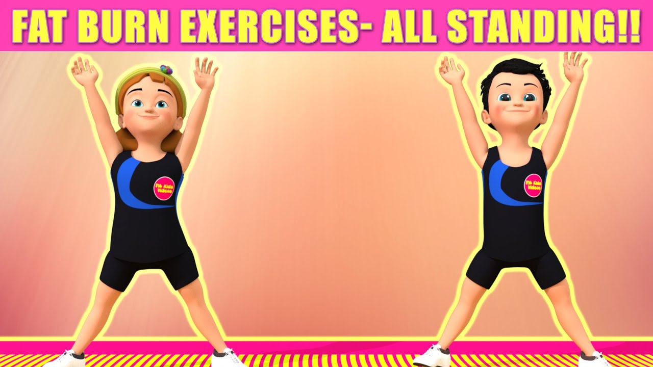 FAT BURN KIDS EXERCISES - ALL STANDING POSES - YouTube