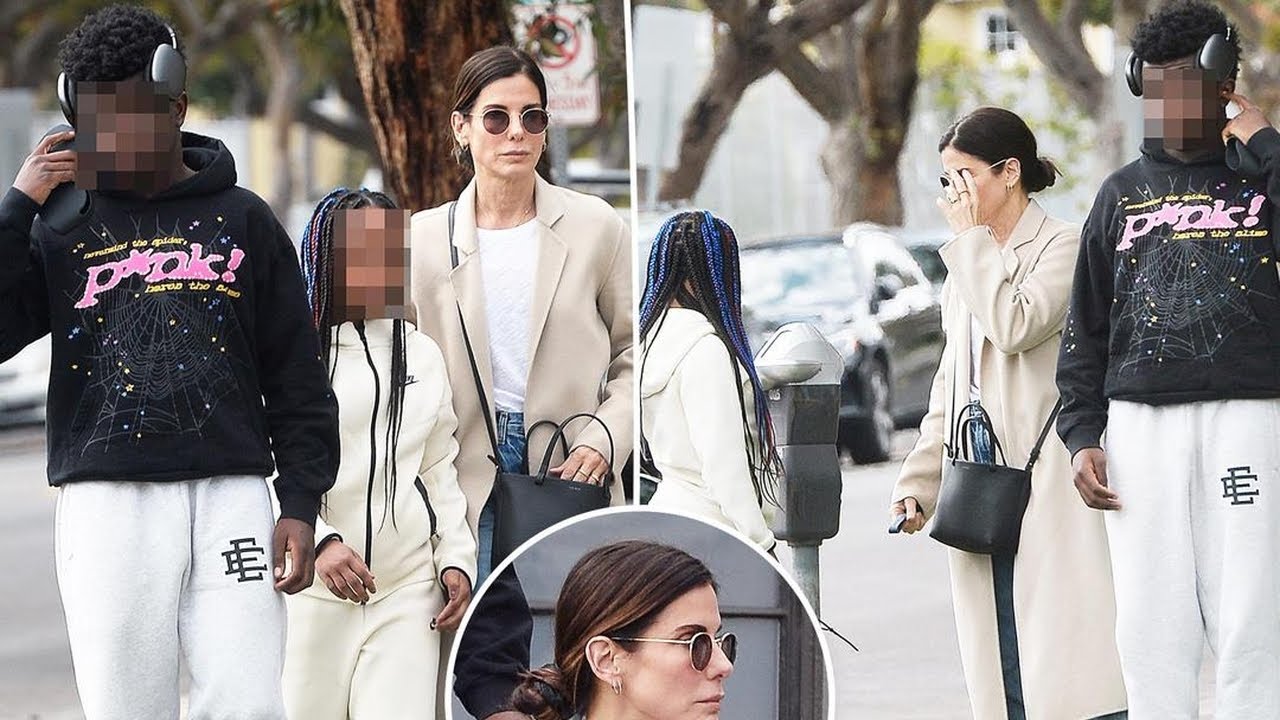 Sandra Bullock takes her kids, Louis and Laila, on a rare outing. - YouTube