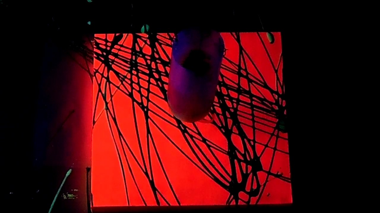 Pendulum acrylic pour with neon glow paint - YouTube