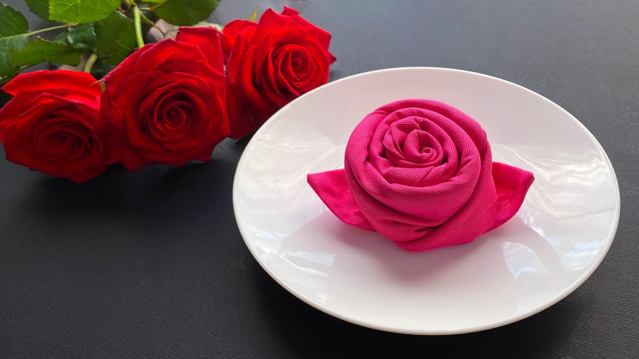 How to fold a napkin into a Rose - YouTube