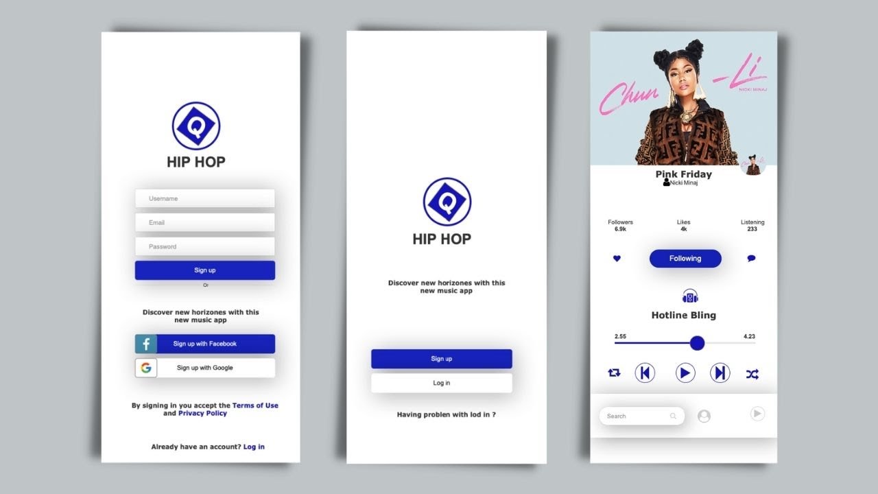 How to design a login form for a music player In Axure RP 9 (PART1 ...