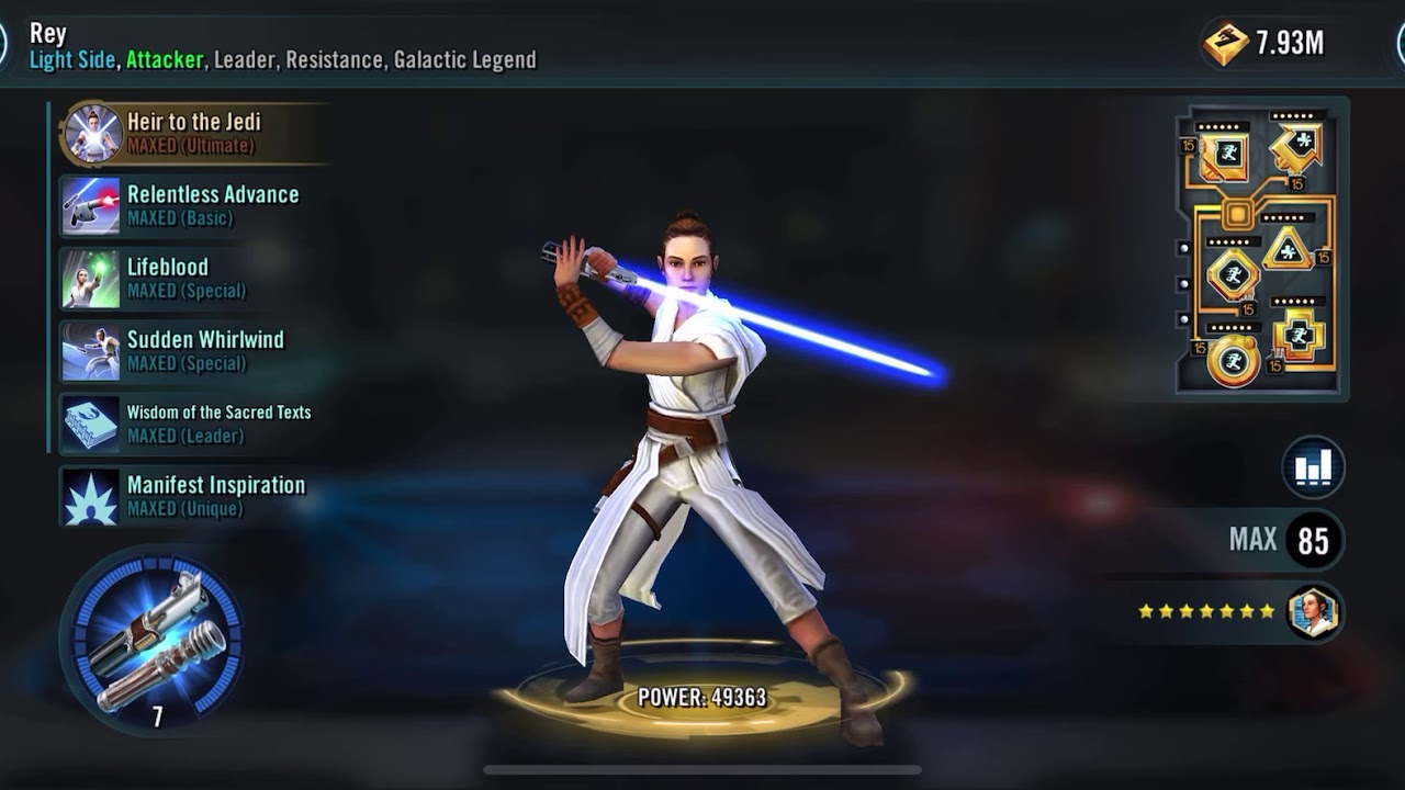SWGOH beating GL Rey max ultimate - YouTube