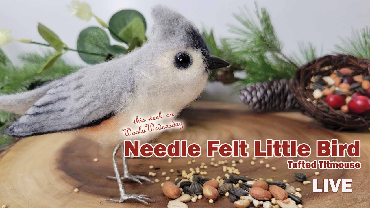 #needlefelting LIVE: Needle Felt a Bird: Tufted Titmouse (video tutorial) - YouTube