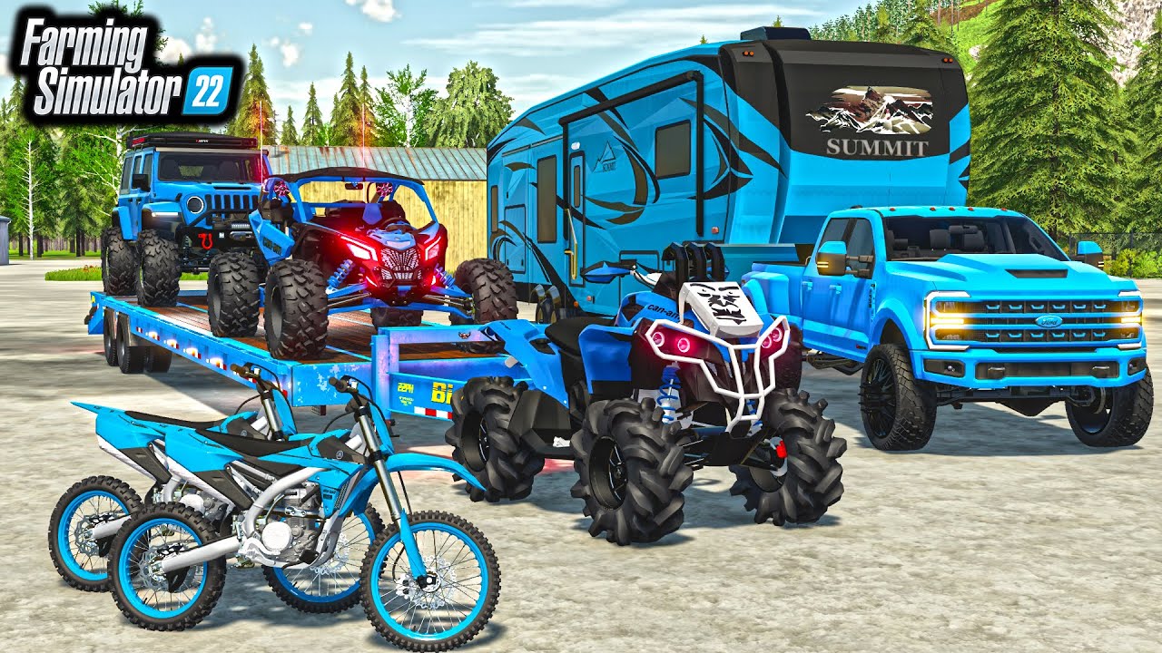ALL "BLUE" LUXURY CAMPING SETUP! (LIFTED TRUCKS + RZR) | FS22 - YouTube