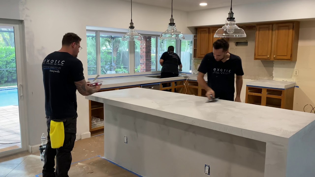 Venetian plaster walls to floor on a counter top, cement look, Exotic ...