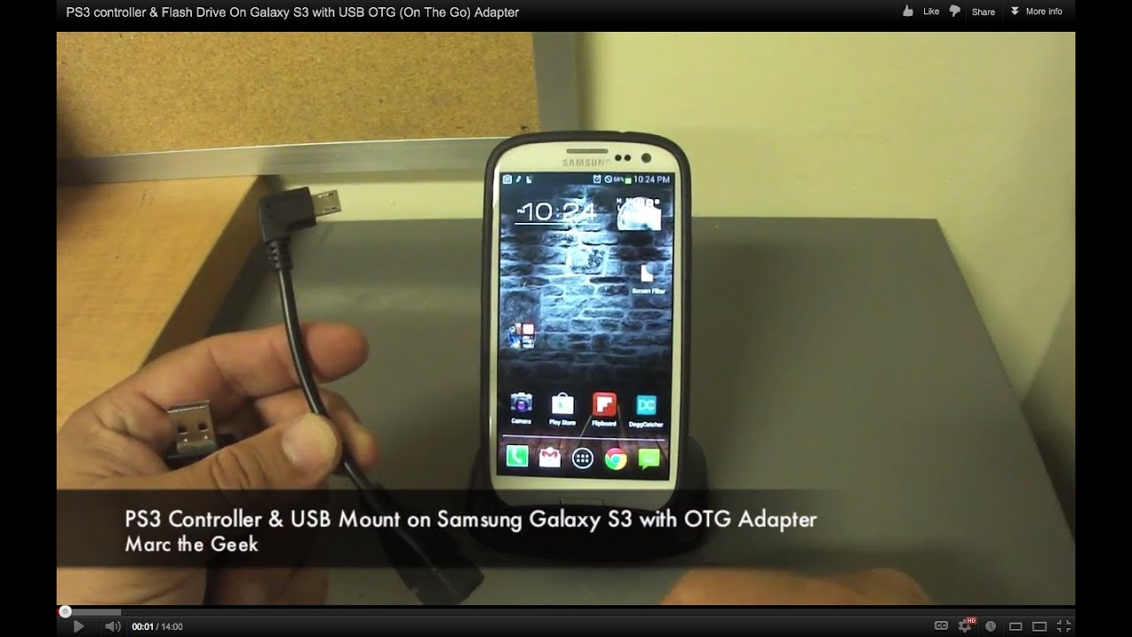PS3 controller & Flash Drive On Galaxy S3 with USB OTG (On The Go ...