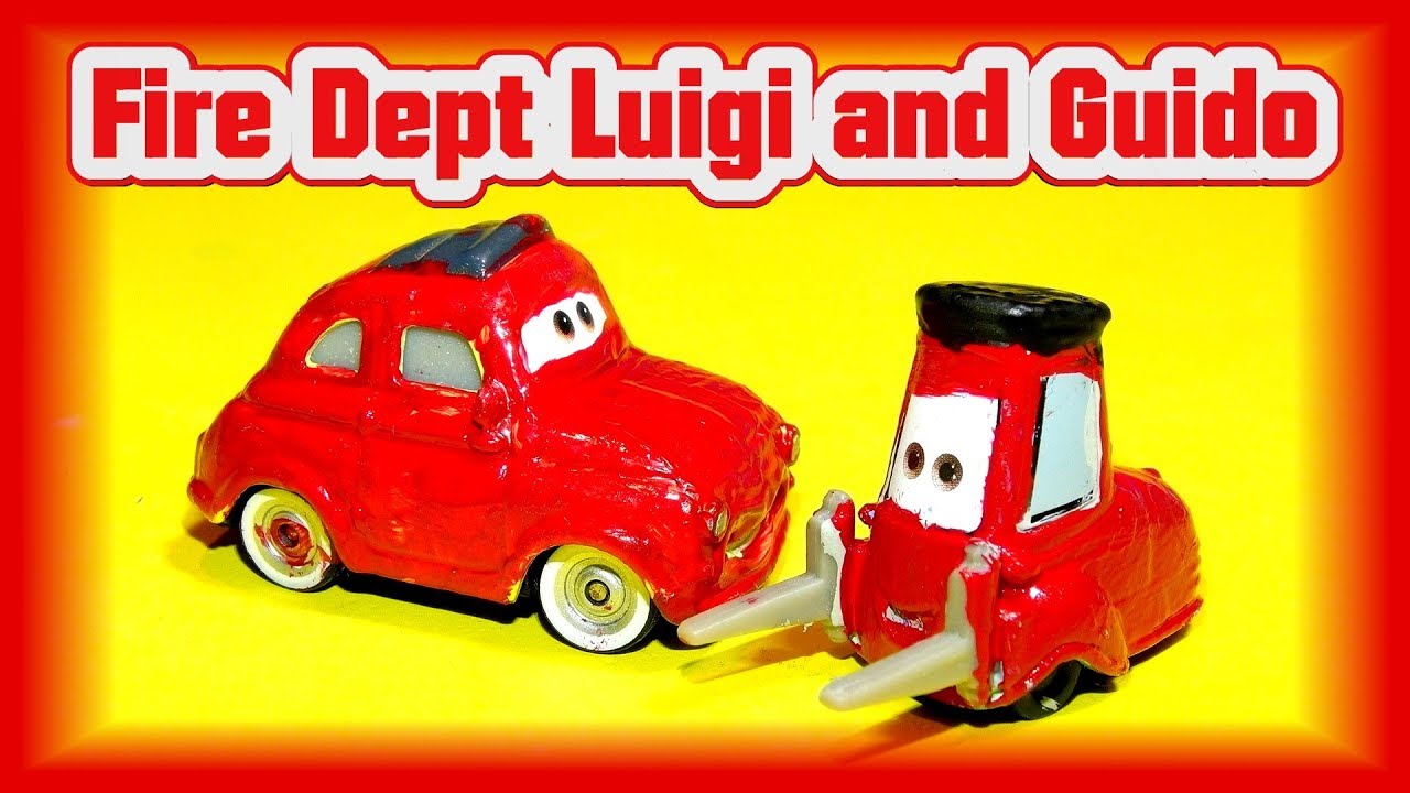 Luigi and Guido Painted Red Pixar Cars Customs Tomika Cars Fire ...