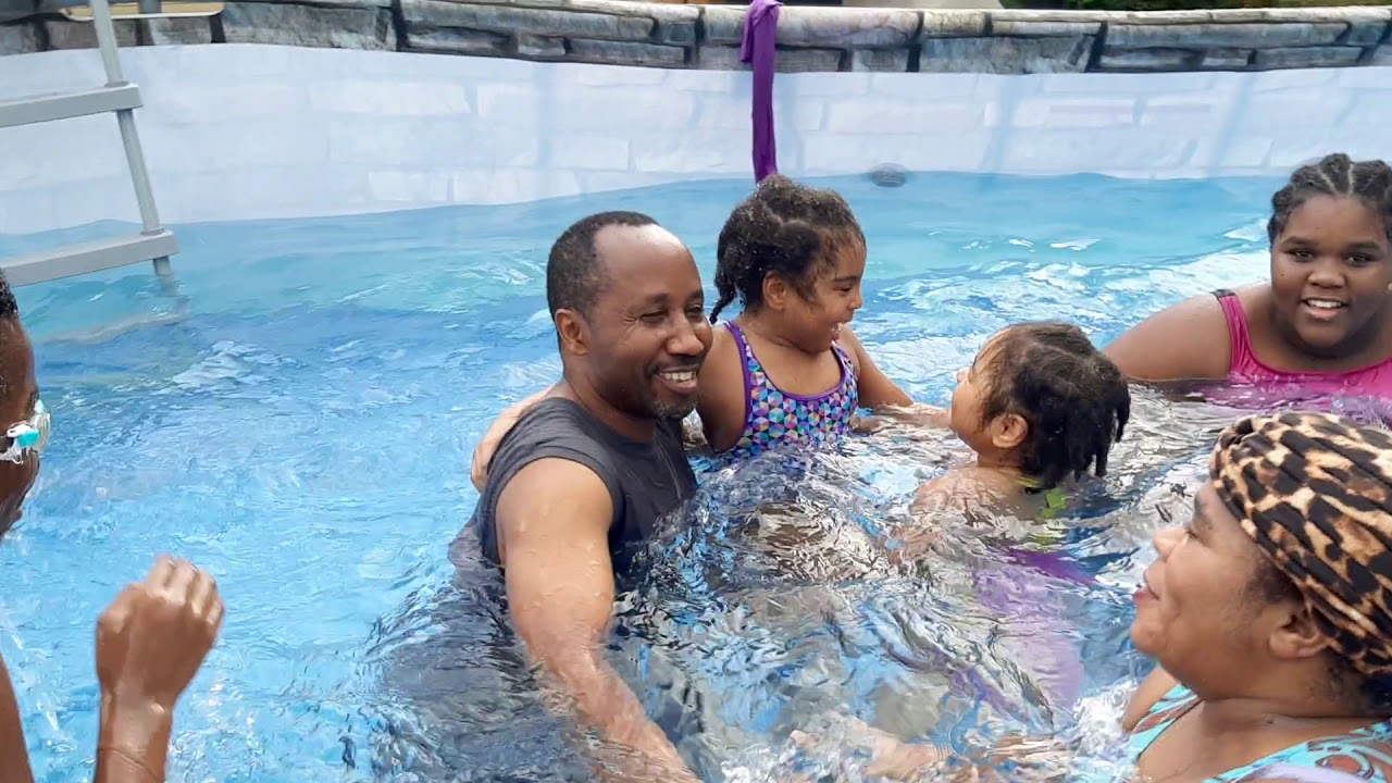 Family time in pool - YouTube