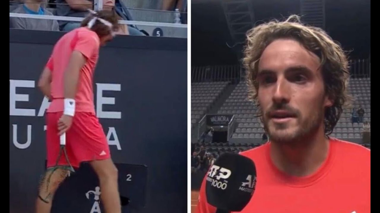 Stefanos Tsitsipas lashes out and snaps racket in half after just one ...