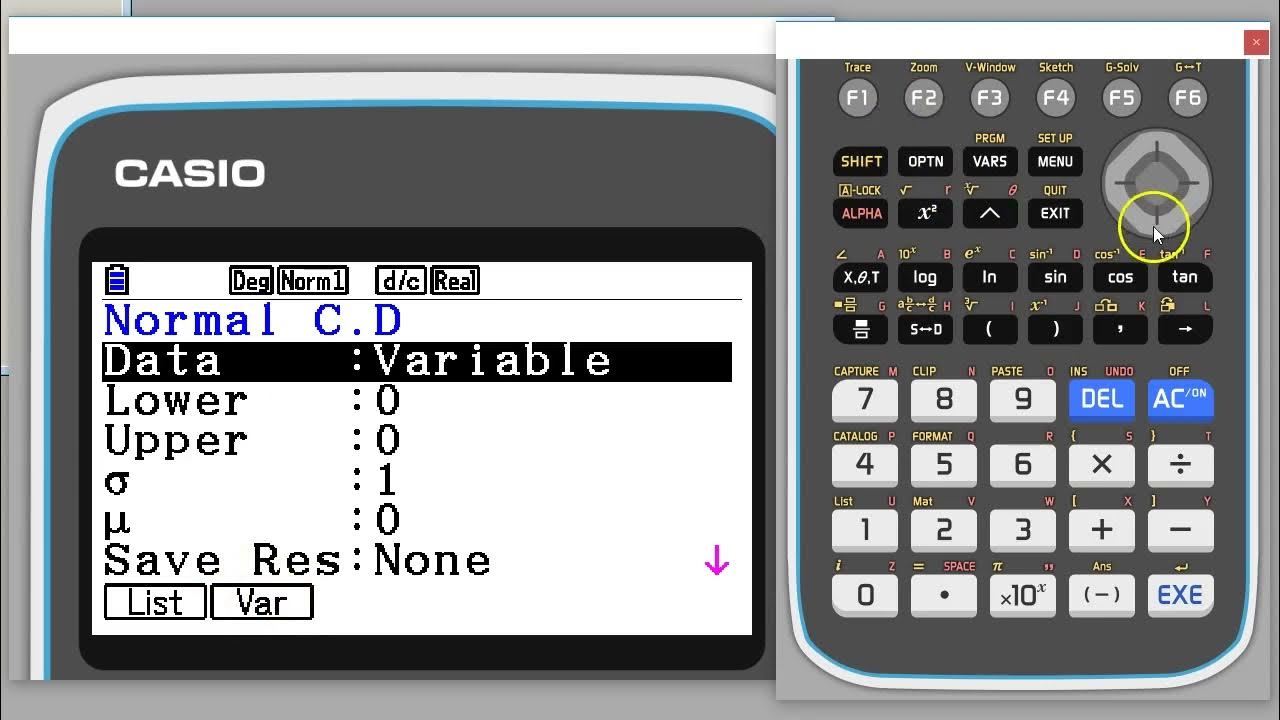 Normal distribution Casio FX CG50 - YouTube