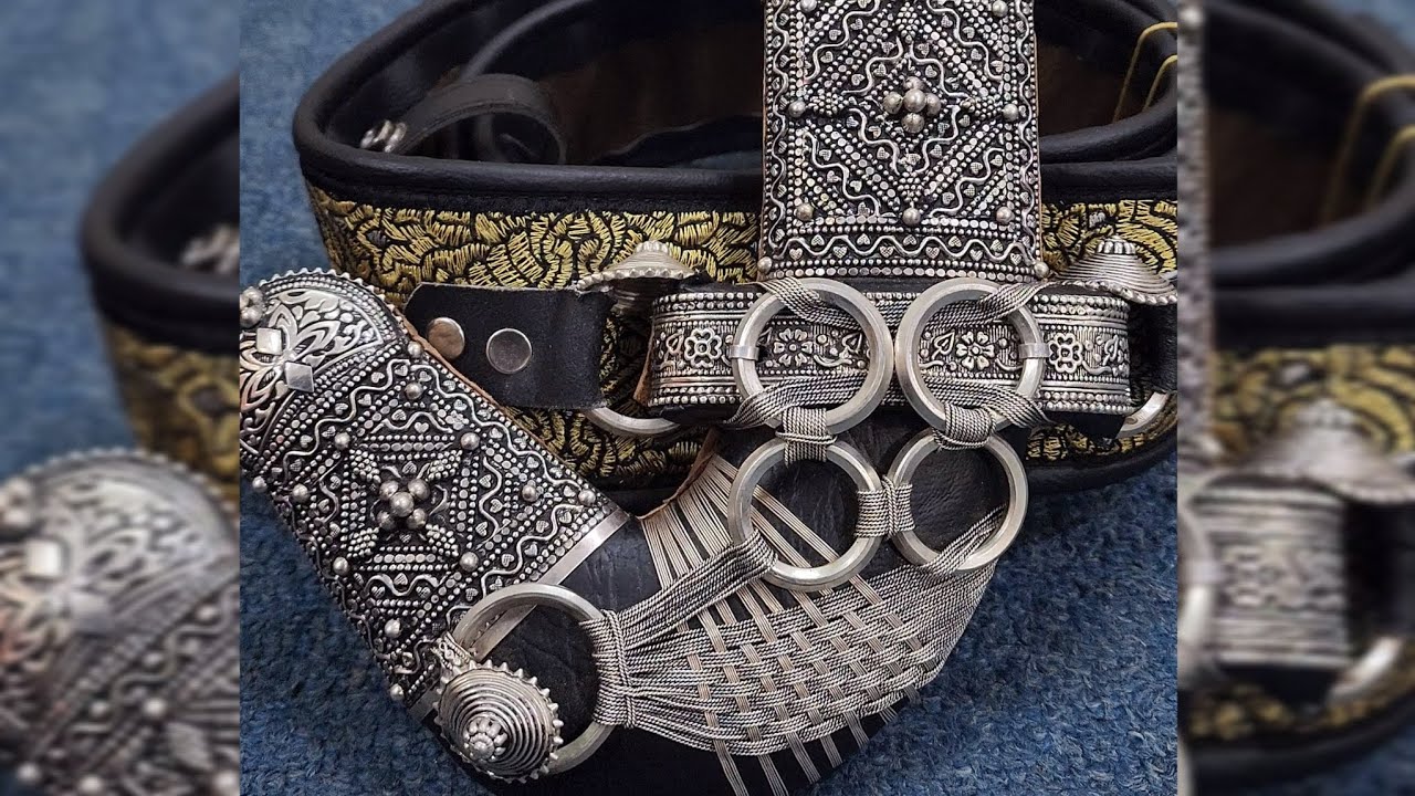 Arabian Dagger with Horn Handle, Silver-Adorned Scabbard, and Golden ...