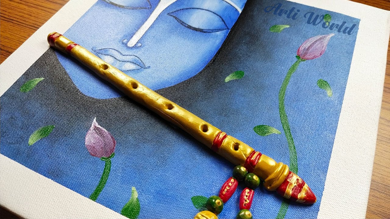 Krishna Acrylic Painting | Janmashtami Painting | Clay Painting on ...