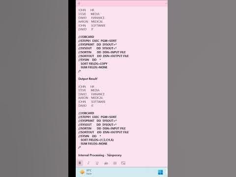 Sort JCL to Remove Duplicate Records - YouTube