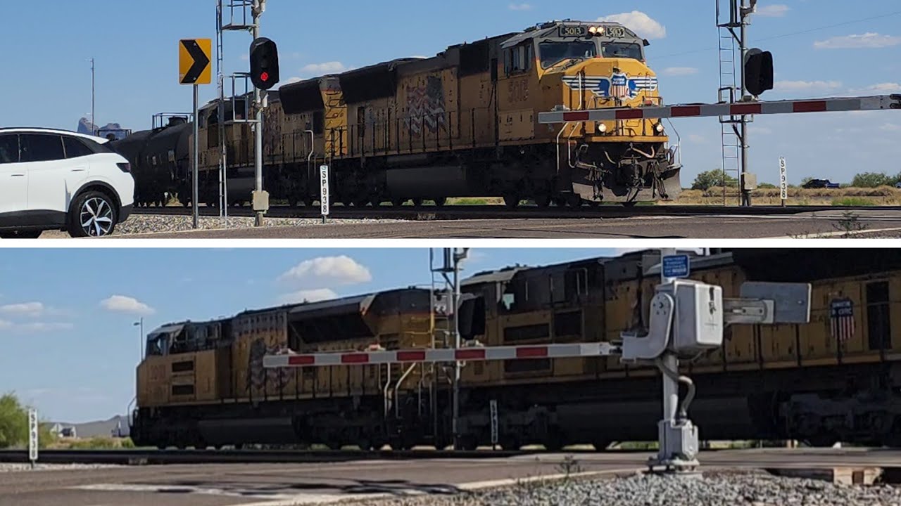 UP 5013 Casa Grande Hauler WB & UP 3003 SD70AH-T4 Leads Manifest EB ...