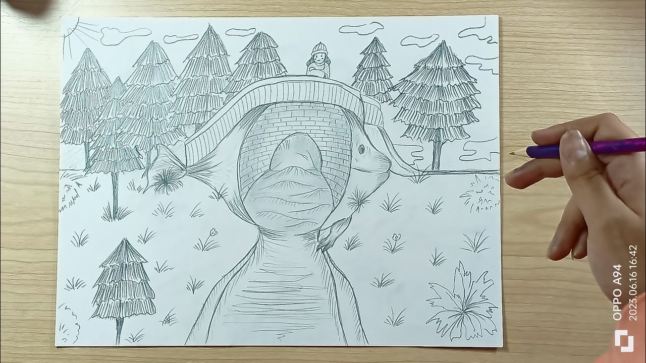 real fish drawing optical illusion - YouTube