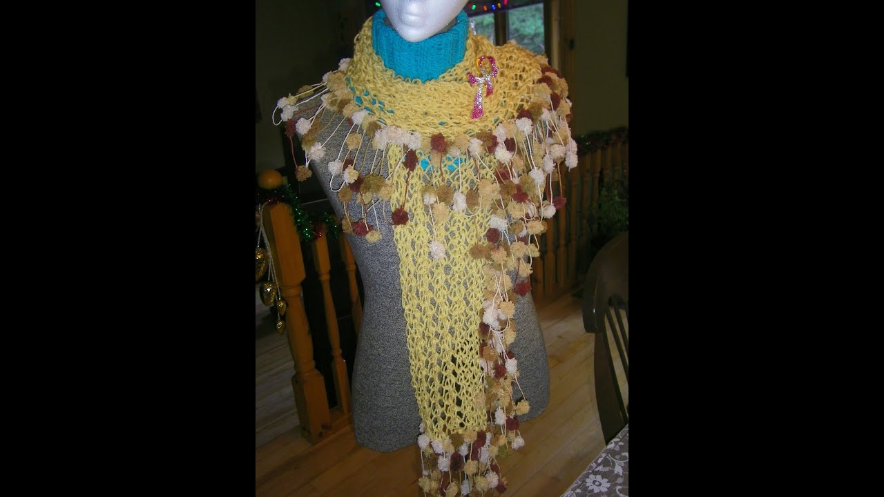How to Knitt a Scarf with pom pom yarn - By ruby Stedman - YouTube
