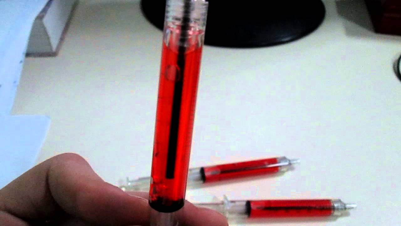 Novel Needle Tube Tubing Shaped Ball Point Pen Ballpen - Red - YouTube