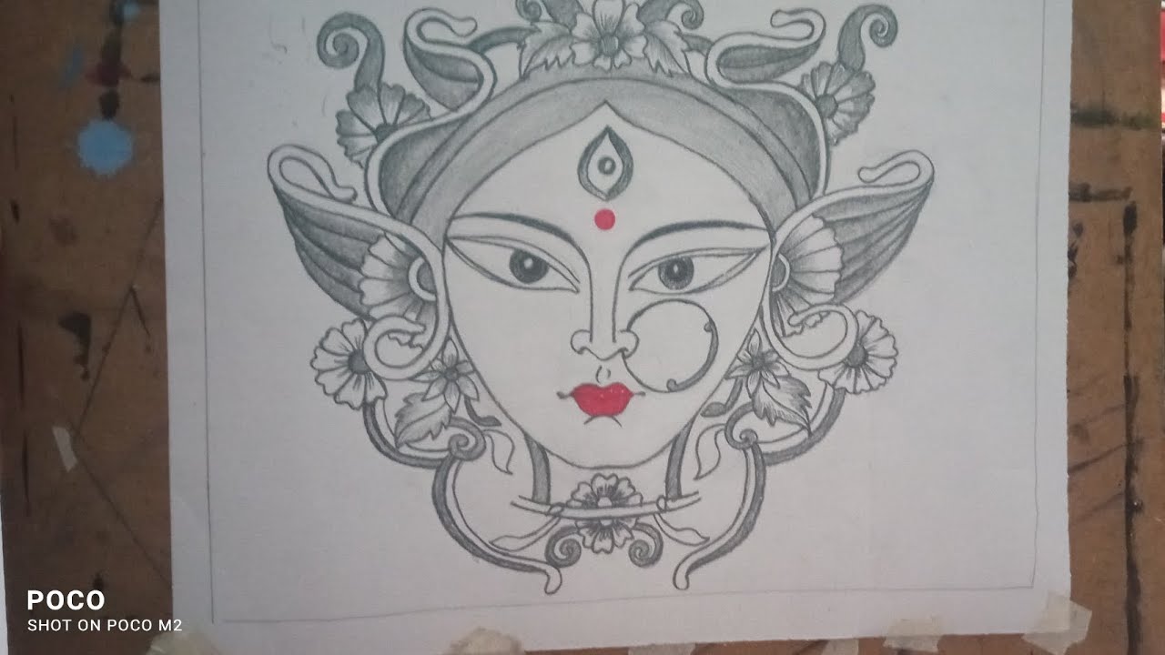 Devi face drawing#Durga devi drawing#durga maa painting#how to draw ...