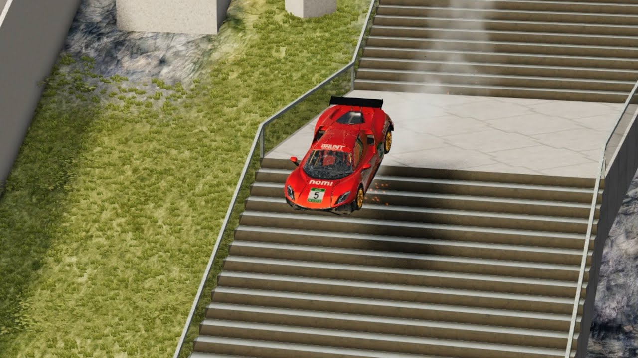 Cars vs LADDER Car crash test BeamNG Drive - YouTube