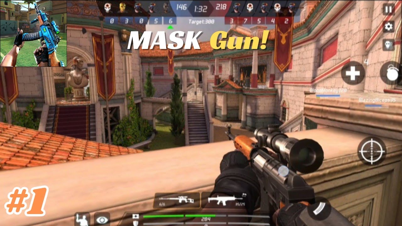 COURTYARD: TEAM DEATH MATCH 💀|| MASK GUN: FPS SHOOTING GUN GAME #1 ...