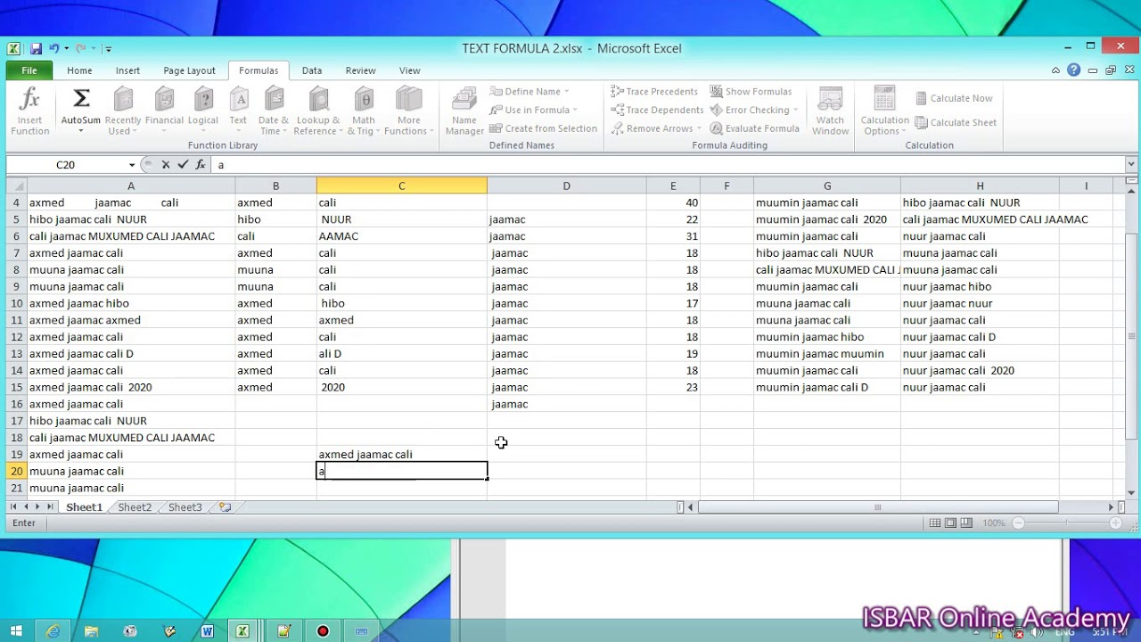barashada formulas EXCEL - YouTube