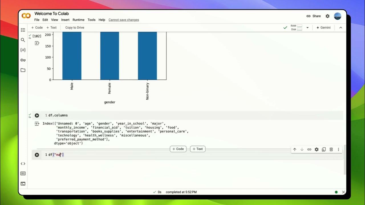 Exploratory Data Analysis (student's expenses) with python, pandas, google colab - YouTube