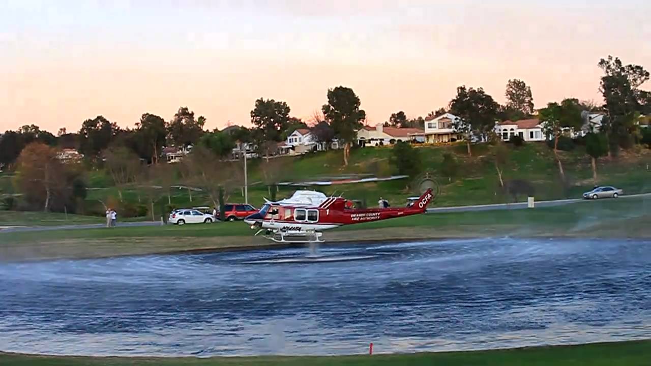 Orange County Fire Authority Bell 412 Helicopter N141FA, Refill 2 - YouTube