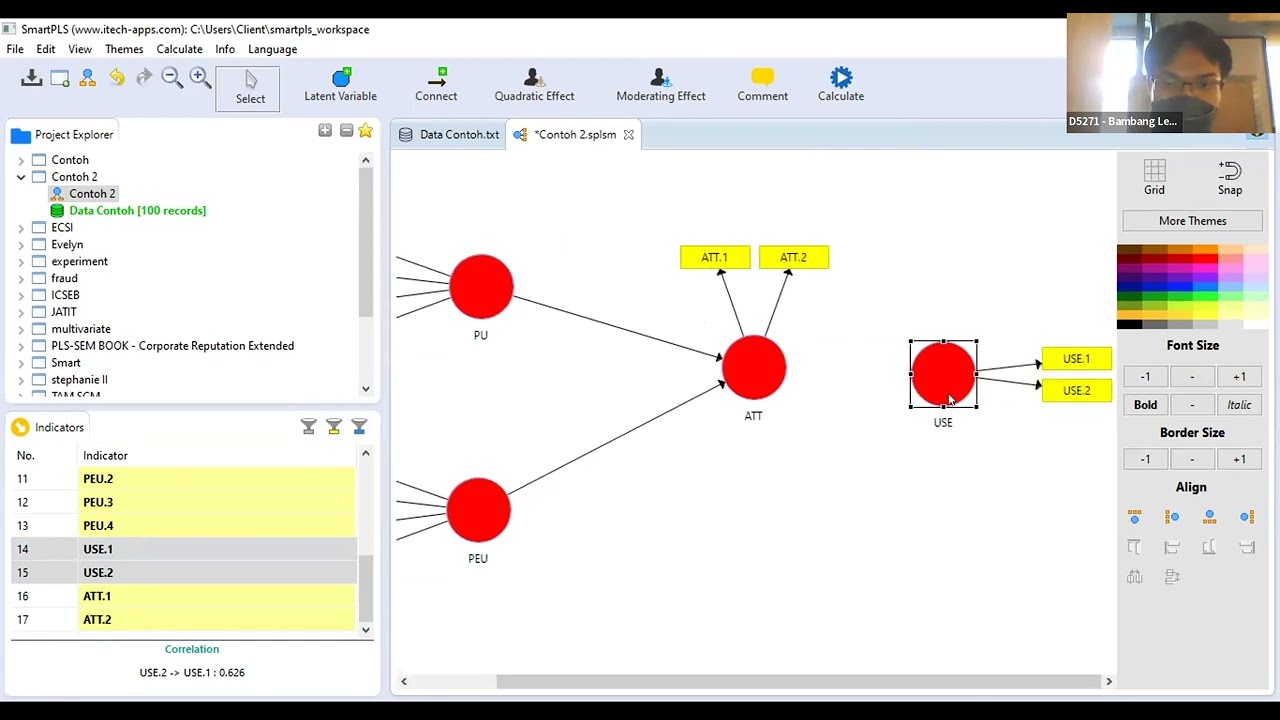 SMART PLS 3 Algorithm, Bootstraping, Blindfolding untuk uji variabel ...