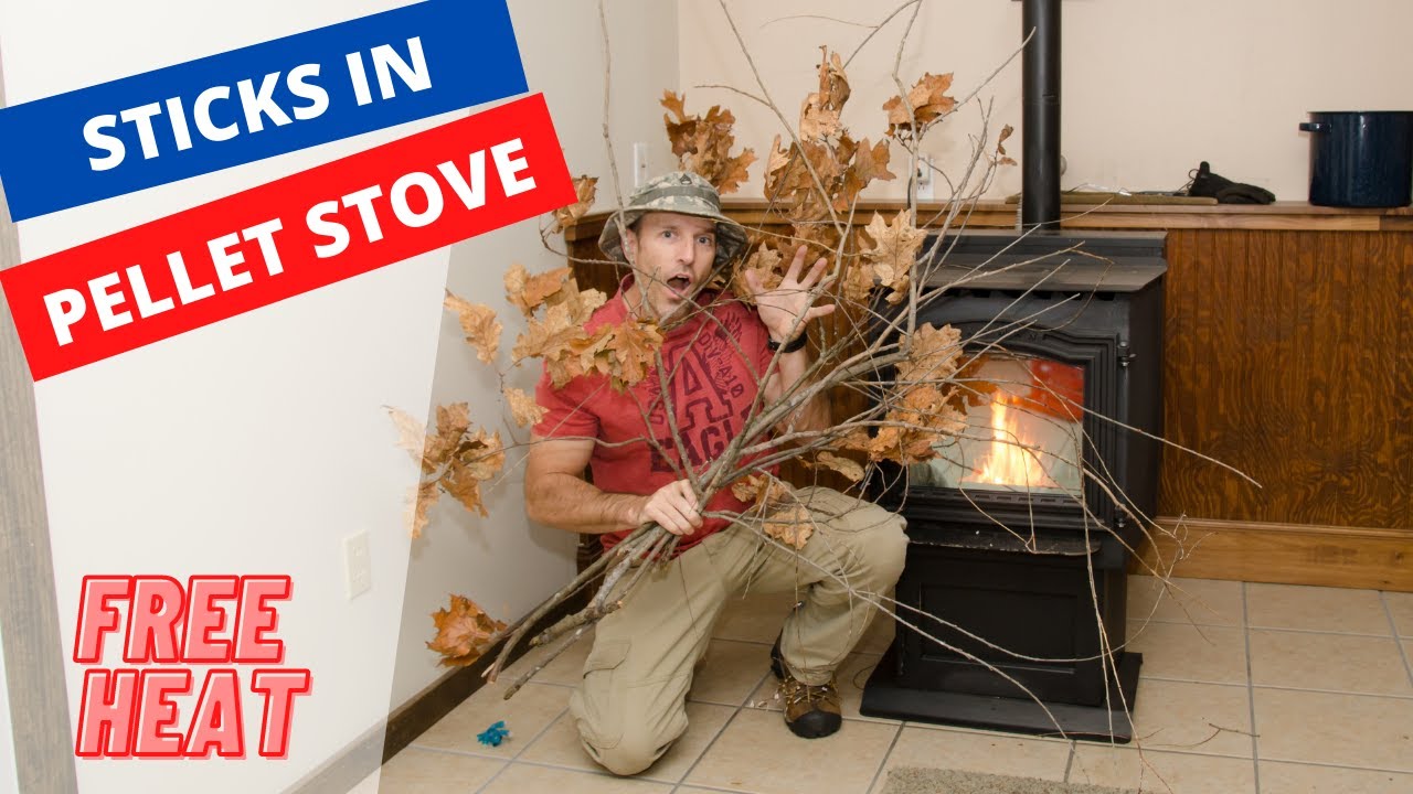 BURNING STICKS IN MY PELLET STOVE (FREE HEAT) - YouTube