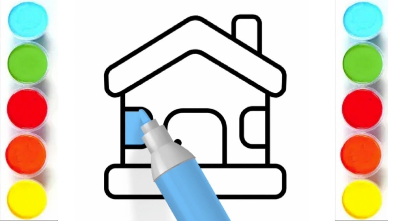 How to draw a Home easy drawing, home drawing and colour step by step ...