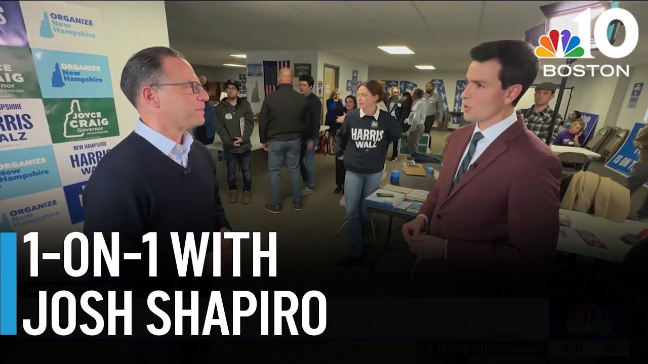 Popular Penn. Gov. Josh Shapiro campaigns for Kamala Harris in NH - YouTube