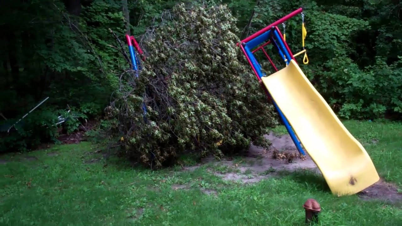 Kid's New Swing Set Crushed By Fallen Tree! - YouTube